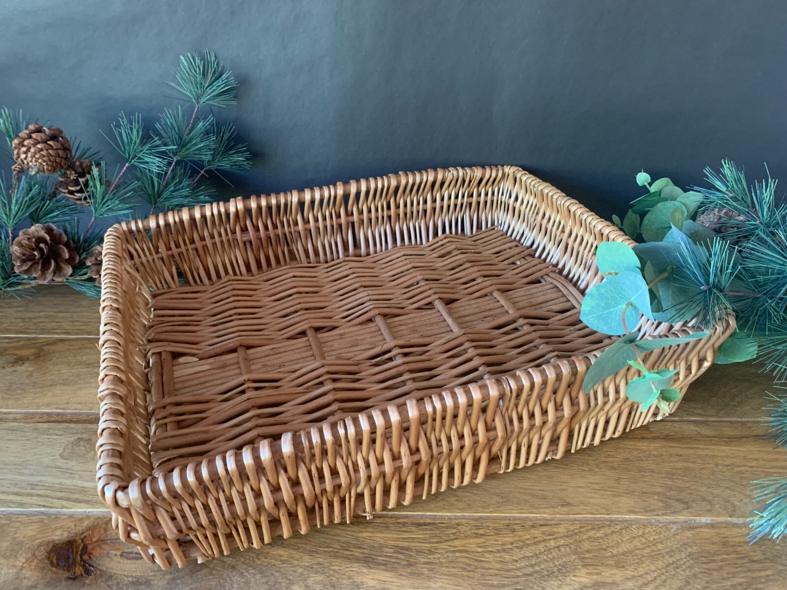 Christmas Wicker Hamper Basket Gift Tray Empty Natural Retail Packaging ...