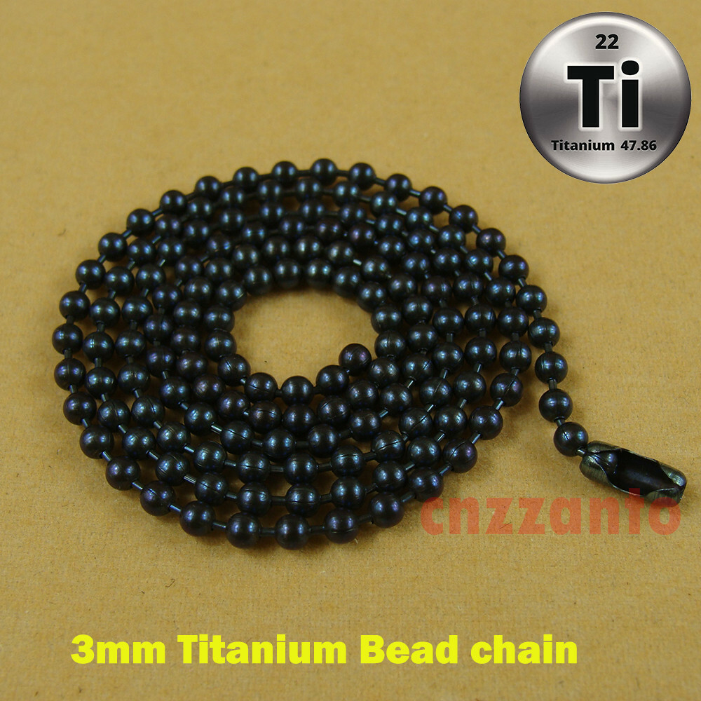 3mm Titanium 23.6" Military Blue ball bead chain necklace anti-allergy ...