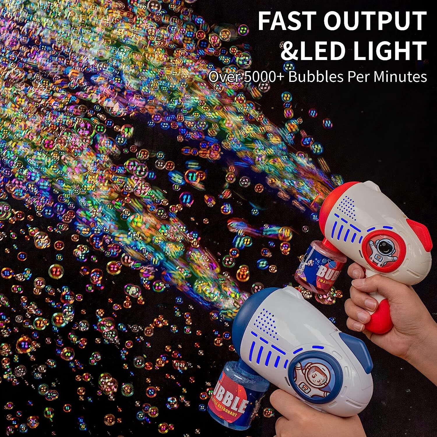 2pcs Bubble Gun Machine 8 Hole Light Up Bubble Maker with 5000+ Bubbles ...