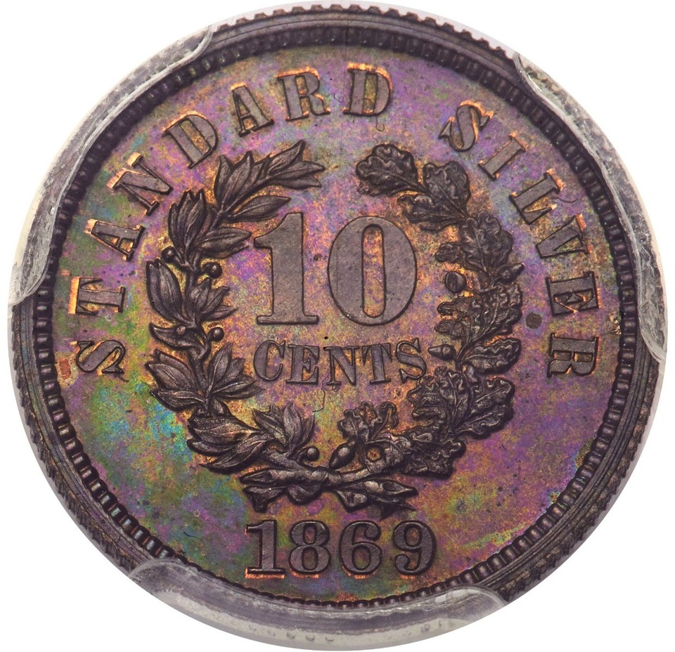 1869 10C Standard Silver Dime, Judd-710, Pollock-789, Low R.7, PR65 Red ...