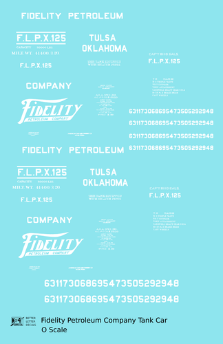 K4 O Scale Decals Fidelity Petroleum Tank Car White | eBay