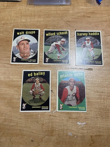 1959 Topps Baseball Cincinnati Reds Lot (5 Cards) #158, #171, #184 ...