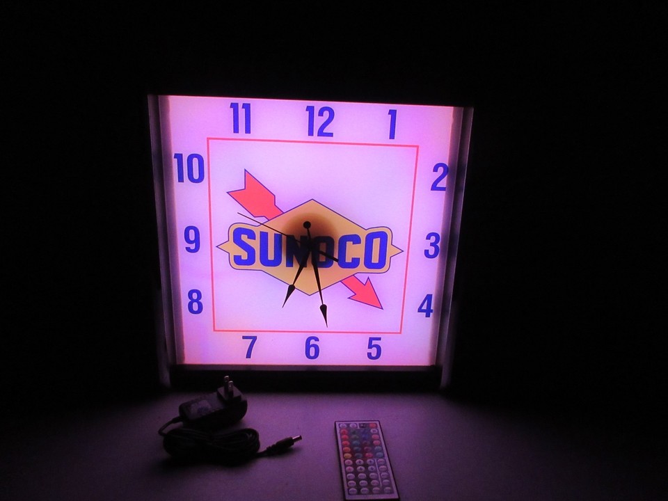 Sunoco LED light up Advertising wall clock Brand New | eBay