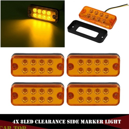 4x Universal Amber 4" LED Side Marker Indicator Lamp Light Tractor ...