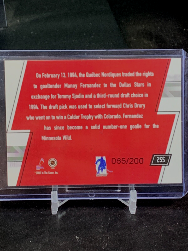 2002 ITG Be A Player Big Deal Ruby Chris Drury Manny Fernandez #255 065 ...