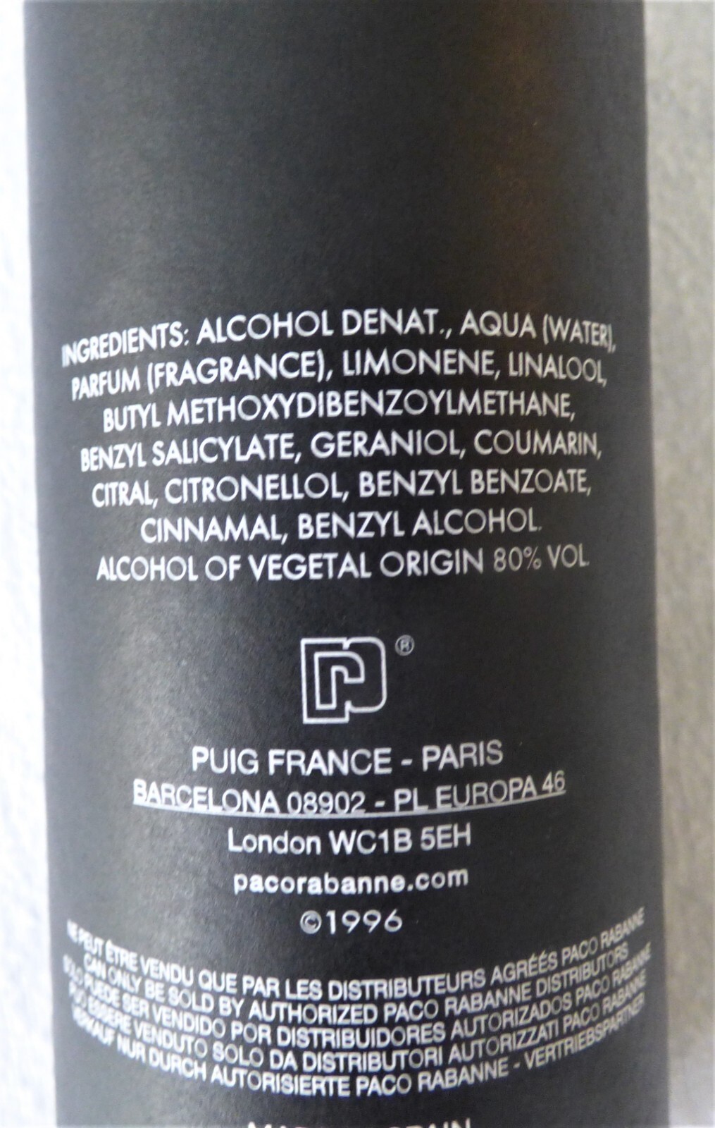 PACO RABANNE Eau De Toilette Natural Spray 3.4 Oz 100ML Men's Body Mist ...