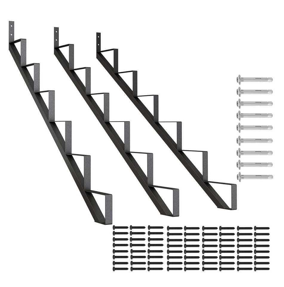 DIYHD Steel Stair Riser 2/3/4/5/6/7 Step Stair Stringer,3 Pairs,No ...