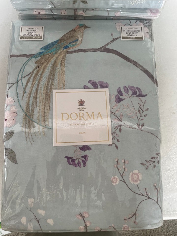 BRAND NEW DORMA EMBROIDERED PIPED SUPERKING QUILT COVER AND PILLOW ...