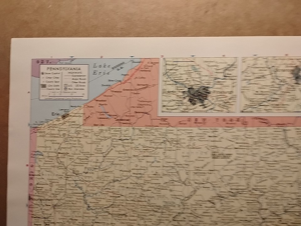 Old Vintage PENNSYLVANIA Atlas Map 1961 MSM Life Pictorial Atlas of the ...