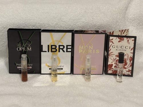 4 (PCS) Women Perfume Sample Set Gucci Bloom YSL Mon Paris Libre Black ...