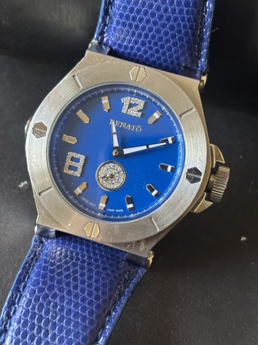 “Renato Collezioni " Diamond Second Sub Dial Blue Watch . Men Leather ...