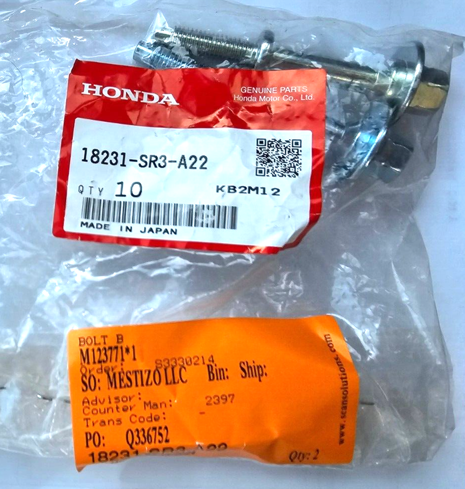 18231-SR3-A22 X2 OEM HONDA MUFFLER TO B-PIPE EXHAUST SPRING BOLTS PAIR ...