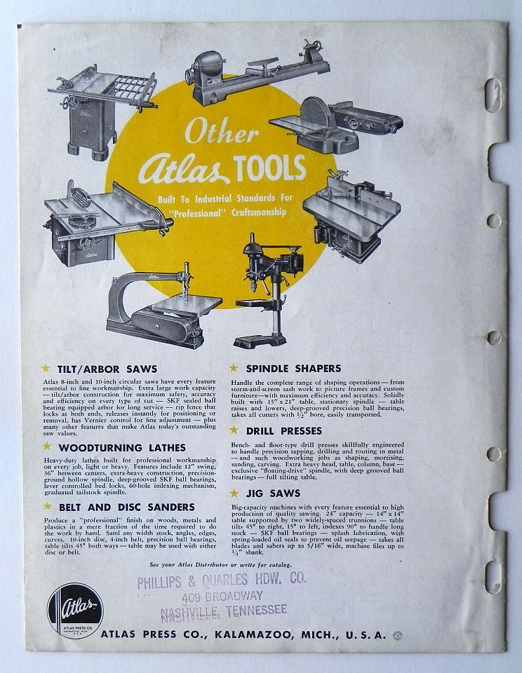1948 ATLAS PRESS POWER TOOLS CATALOG LATHE CLAUSING INDUSTRIAL | eBay