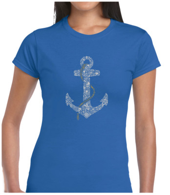 ANCHOR DESIGN LADIES T SHIRT COOL SAILOR NAUTICAL NAVY MARINE DESIGN ...