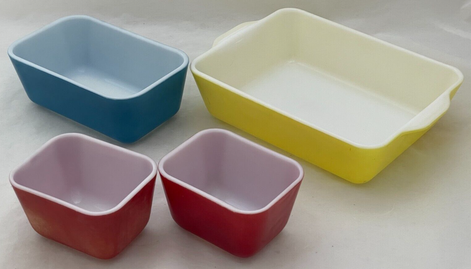 Pyrex 1950'S Primary Colors Refrigerator Set - 501-Red- 502-Blue - 503 ...