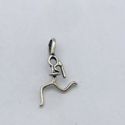 0.7g 925 STERLING SILVER ABSTRACT PERSON RUNNING STICK FIGURE PENDANT ...