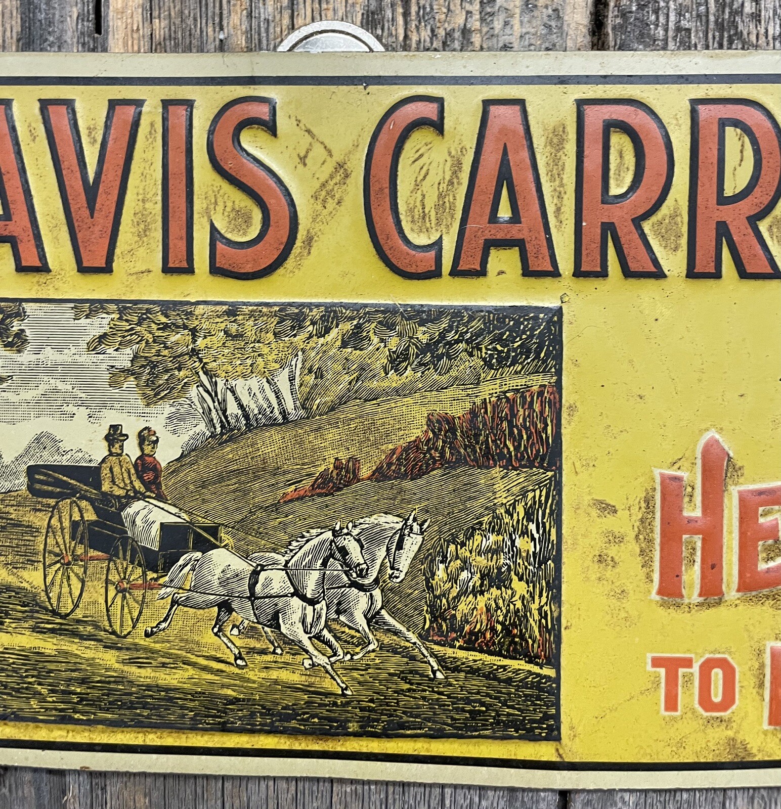 Antique 1900s Embossed Davis Carriage Mfg Co Early Advertising Sign ...