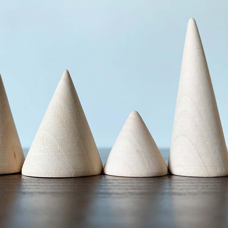 Natural Wooden Ring Jewelry Display Rack Stand Cone Shape Holder Stand ...