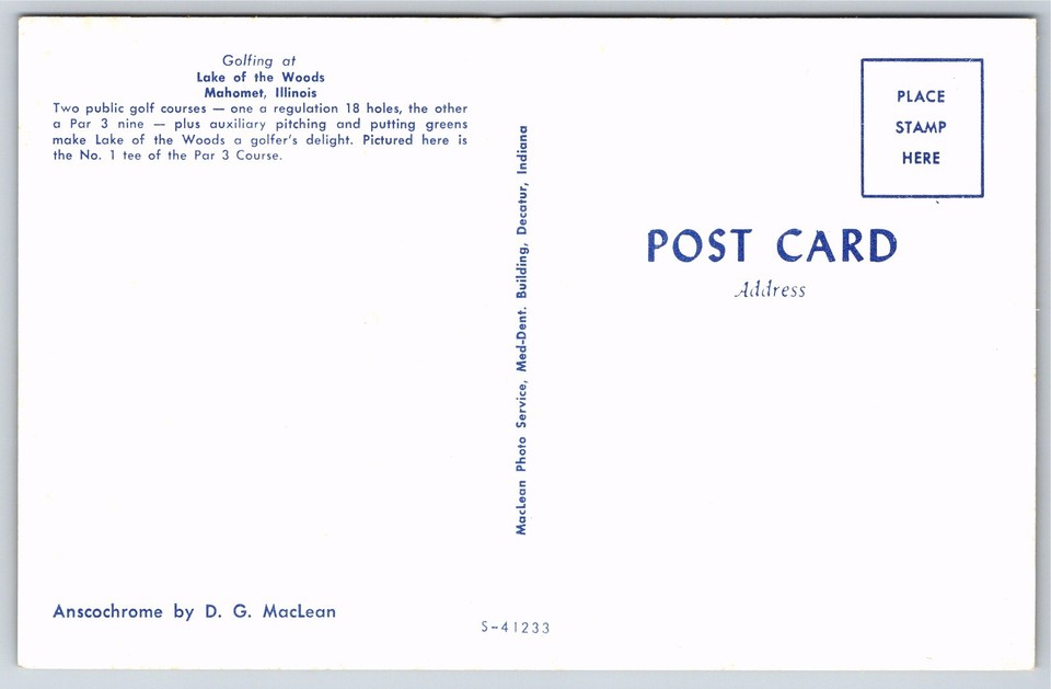 Golfing at Lake of the Woods Mohomet, Illinois Sangamon Chrome Postcard ...