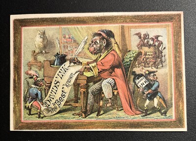 1892 David’s Ink Trade Card Chimp And House Elves Writing | eBay