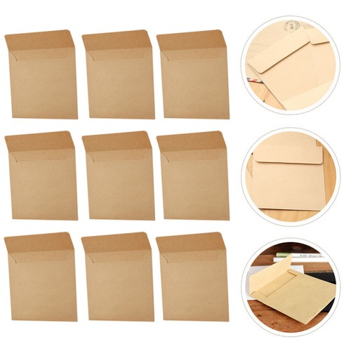 10-500pcs 10*10cm Kraft Square Mini Envelopes for Card Wedding ...