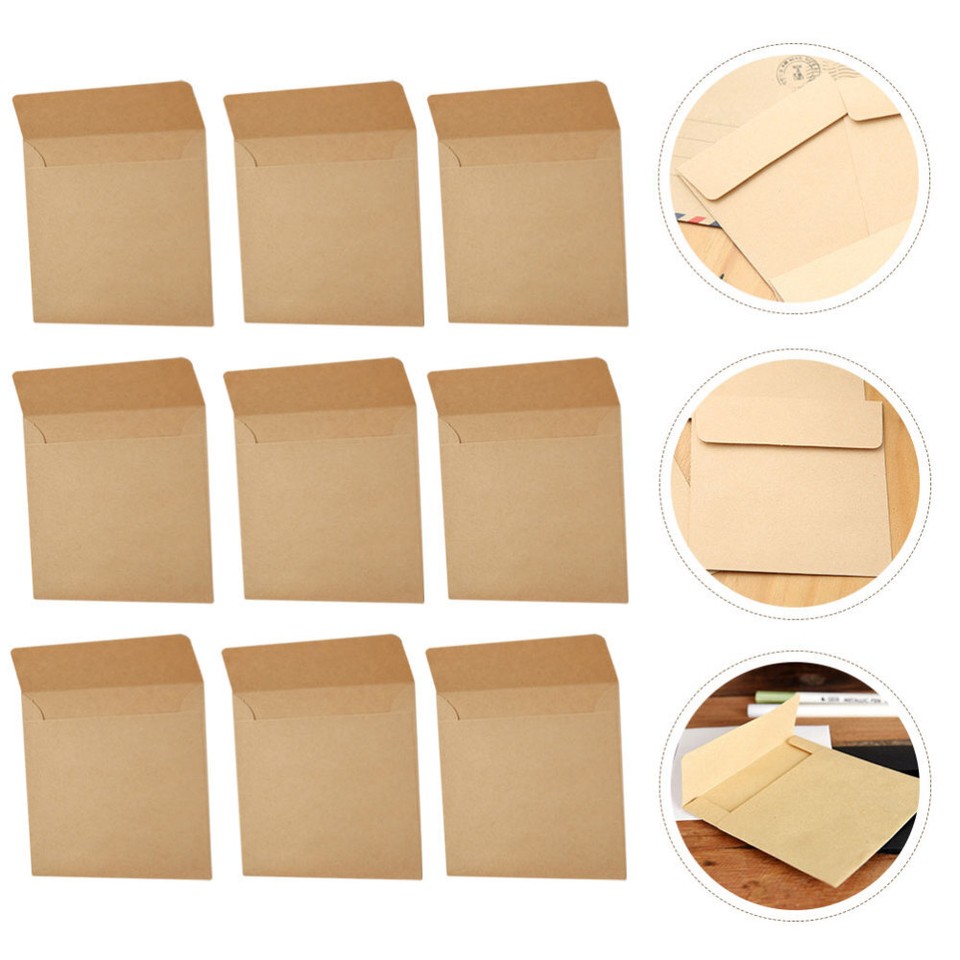 10-100pcs 10*10cm Kraft Square Mini Envelopes for Card Wedding ...