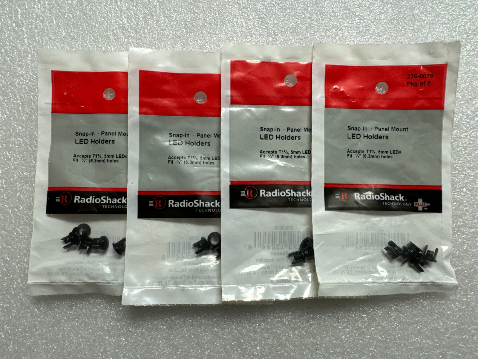 Lot of 4 Radio Shack Snap In Panel Mount LED Holders, T1 3/4, 5mm LEDs ...