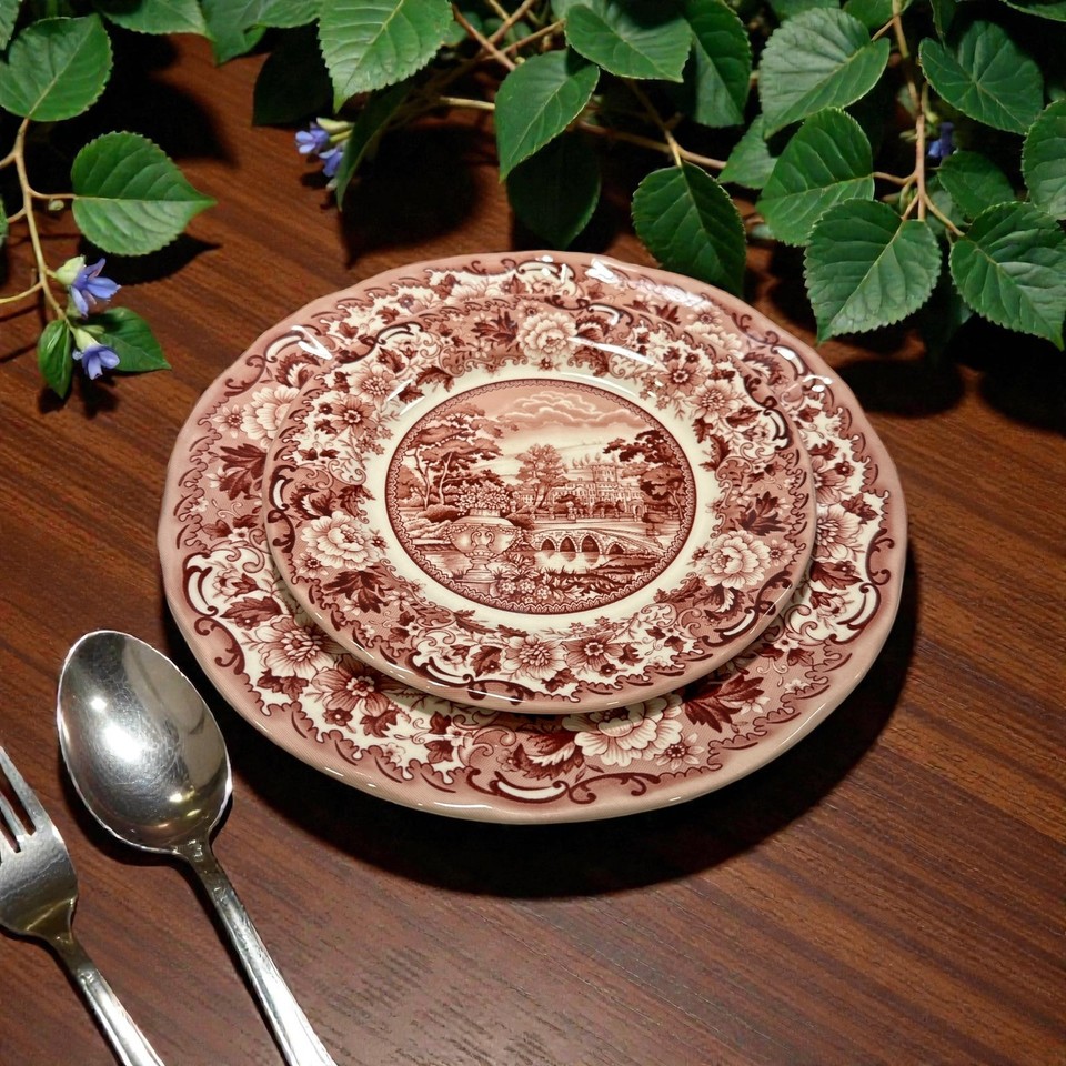 10 Legend British Heritage Earthenware BELMONT PINK 5 Dinner&5 Salad ...
