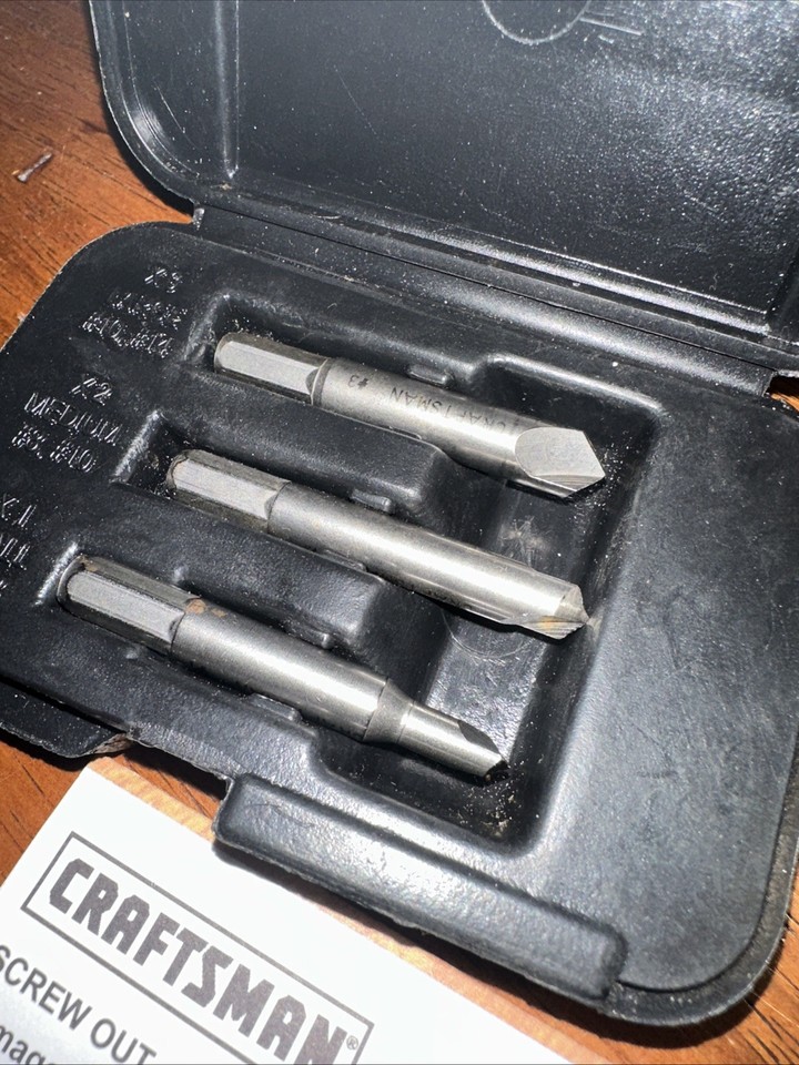Craftsman 3pc Screw-Out Screw Extractor Set 52154 in Case Made in USA ...