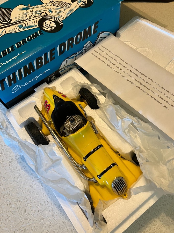 Nylint Thimble Drome Race Car Yellow Mint W/ Box and Original Documents ...