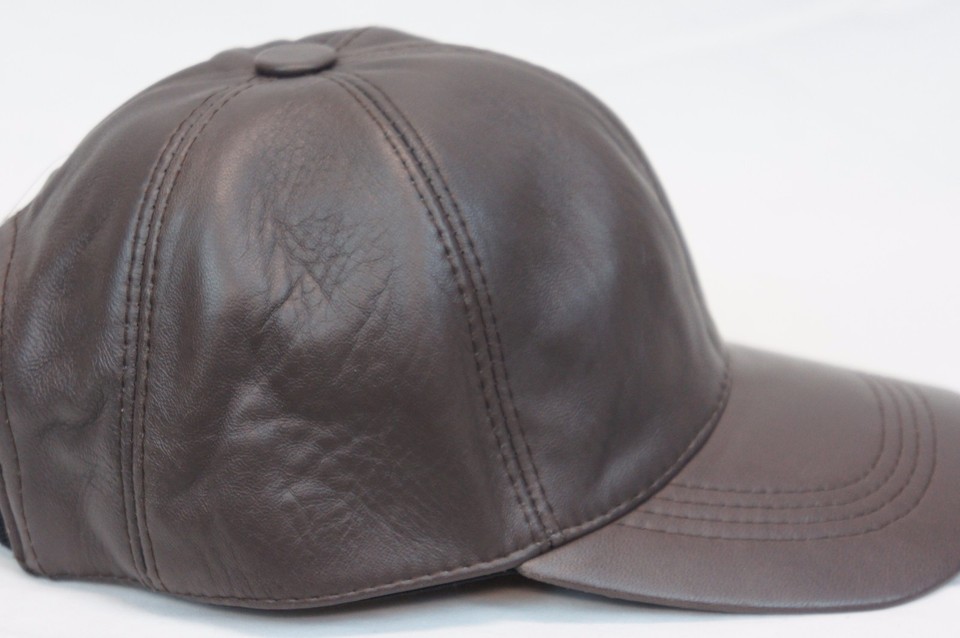 New 100% Real Genuine Lambskin Leather Baseball Cap Hat Sports Visor 32 ...
