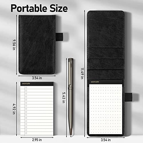 10 Pieces Small Notepad Holder Set Pocket Notebook 3 x 5 Inch with Pen ...