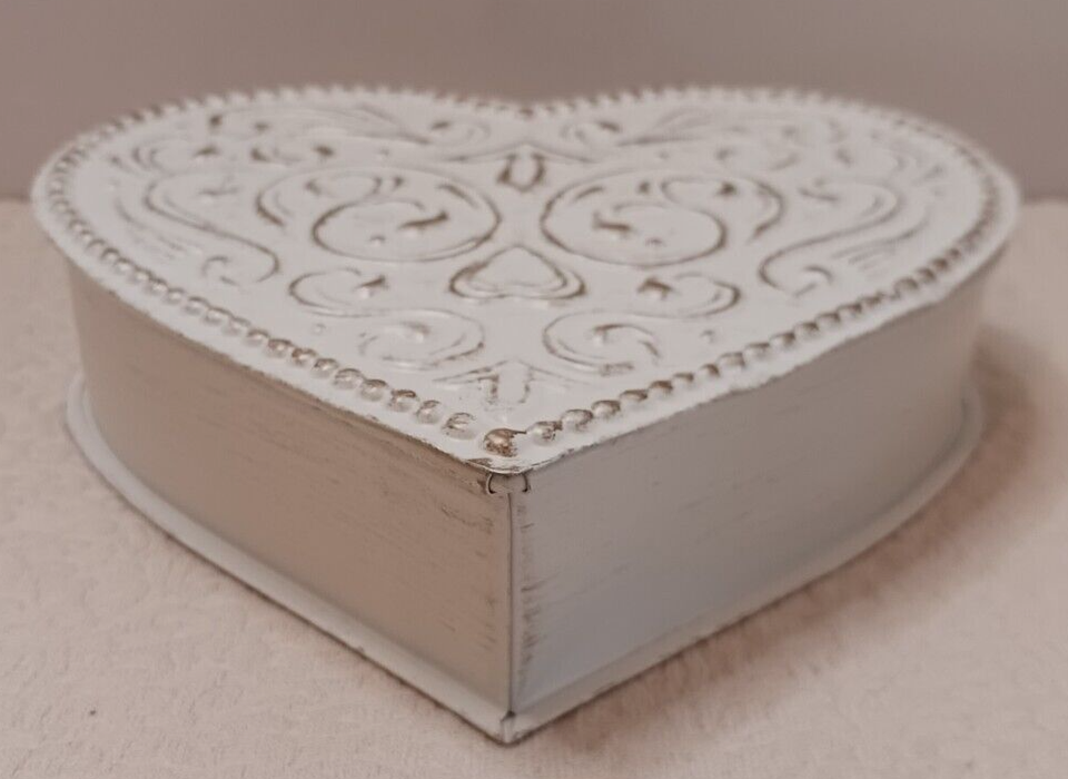 Embossed Metal Heart Box w/Hinged Lid | eBay
