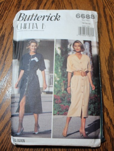 Butterick 6688 Sewing Pattern Ms CHETTA B Button Front Dress, 12-14-16 ...