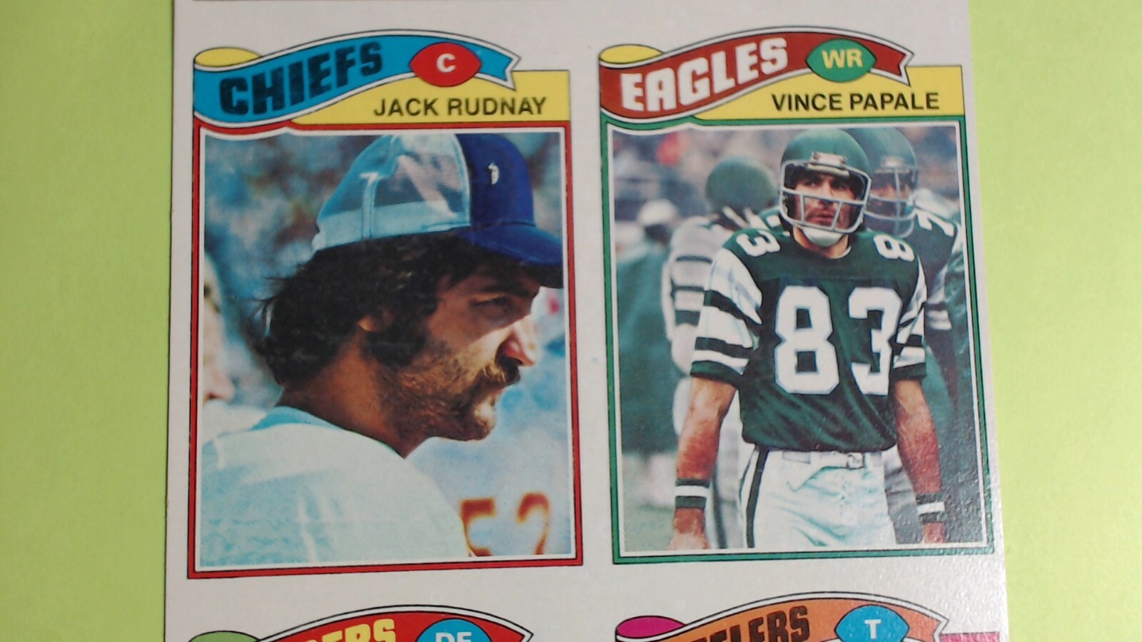 1977 Topps Football #397 VINCE PAPALE ROOKIE..on uncut sheet of 6 ...