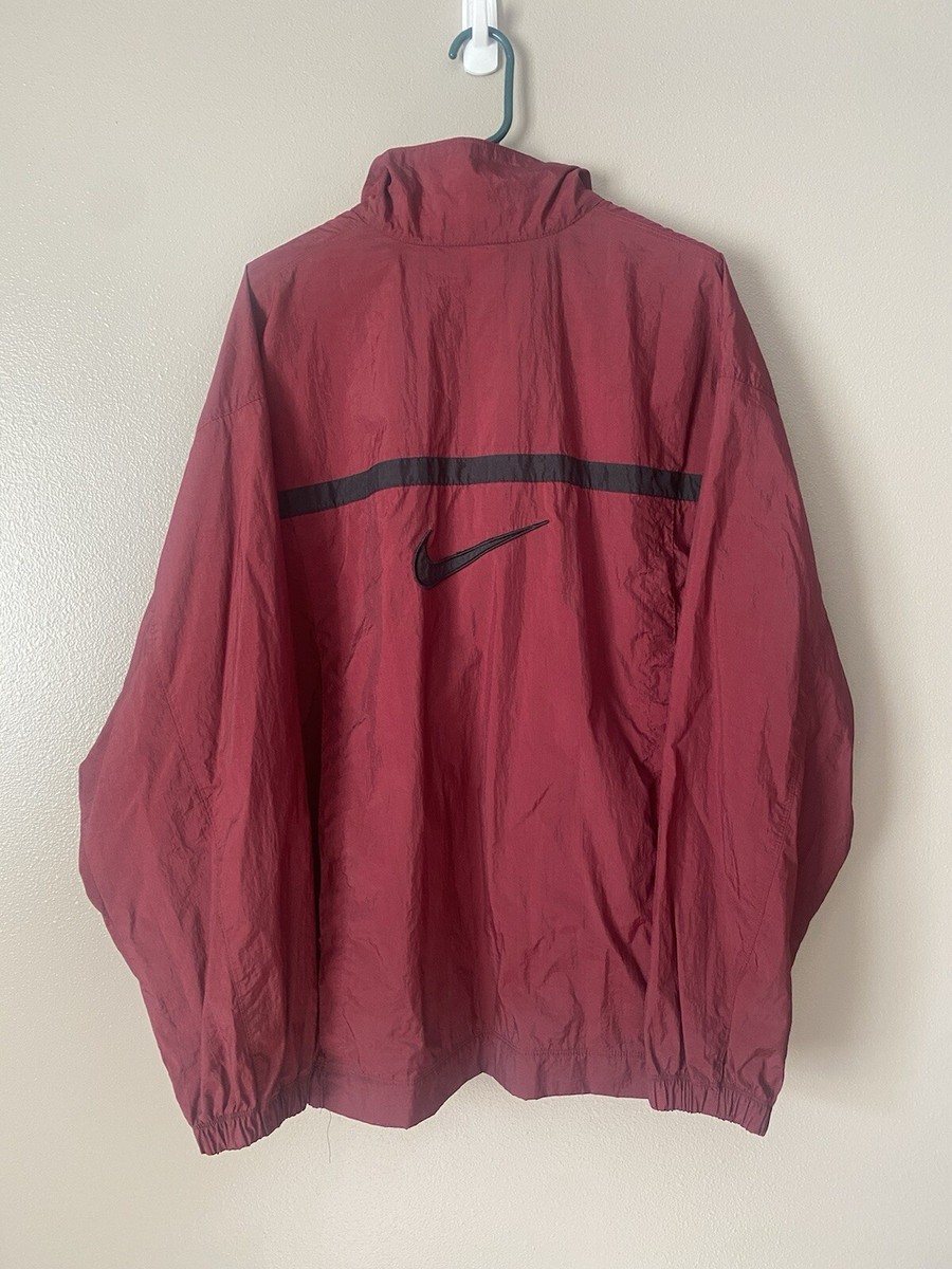 VTG 90s Nike Jacket Big Swoosh Back Hit Size XL Red Black VTG 90s Nike Jacket Big Swoosh Back Hit Size XL Red Black