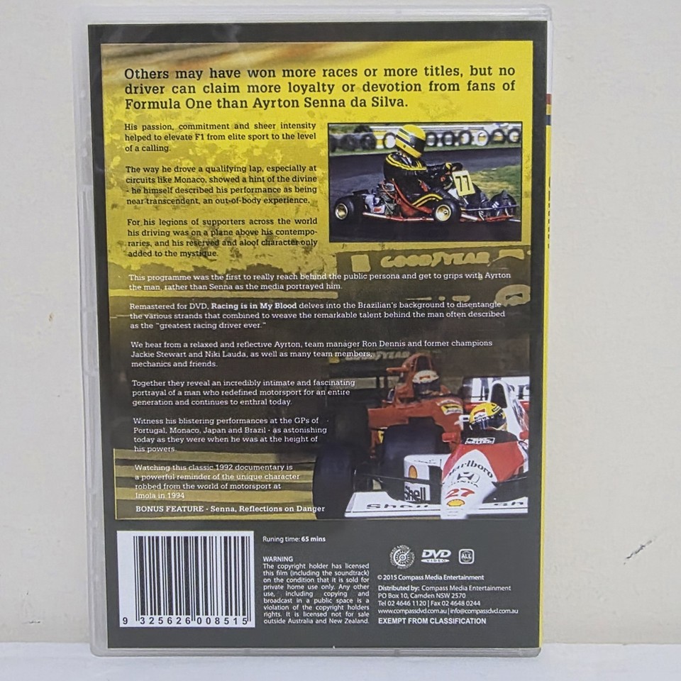 Ayrton Senna Racing is in my blood rare DVD biography + Senna movie DVD ...