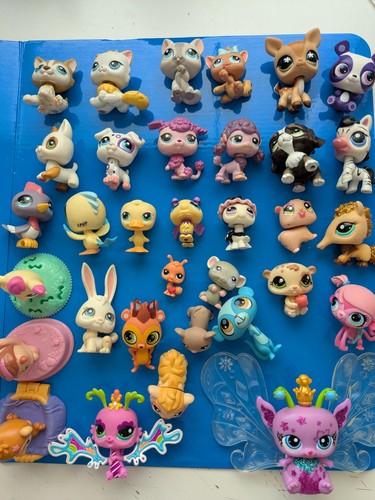 Littlest Pet Shop LPS Lot of 33 Mixed Figures Dogs Cats Monkey Mice ...