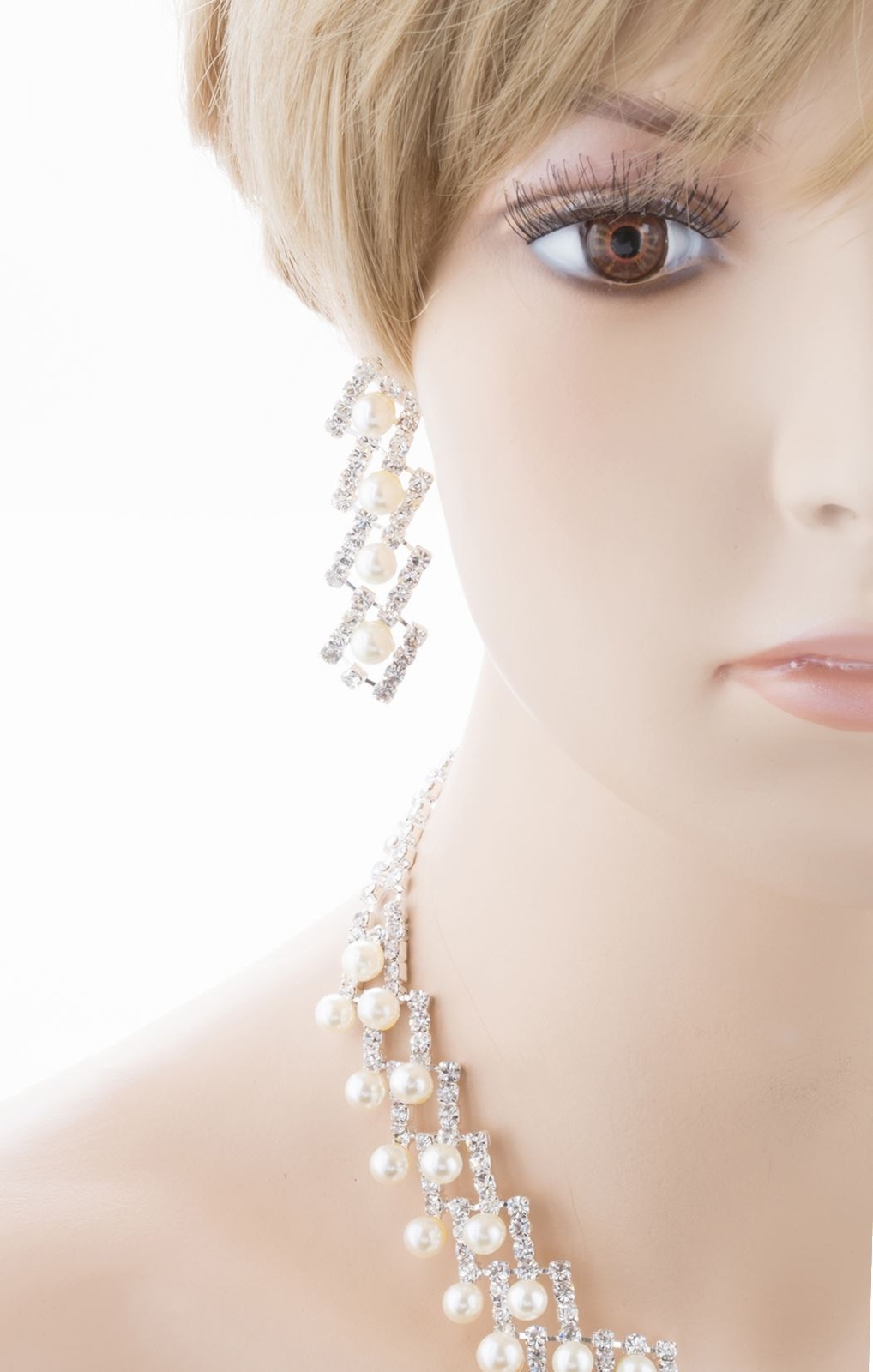 Bridal Wedding Jewelry Crystal Rhinestone Elegant Pearl Drops Necklace J521 SLV | eBay