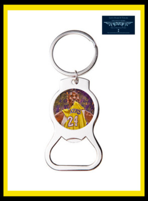 KOBE BRYANT LAKERS CUSTOM METAL BOTTLE OPENER KEY RING KEYCHAIN ROUND ...