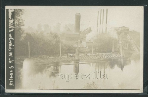 Rare View WA Snohomish RPPC 1915 CASCADE SAW LUMBER MILL across RIVER ...
