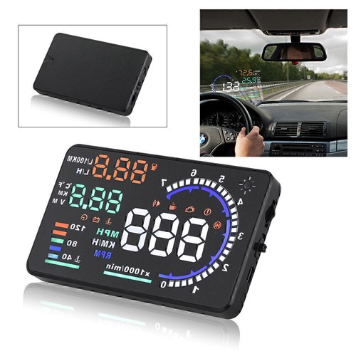 5.5" Universal Car HUD GPS Over Speed Warning Speedometer System Head ...