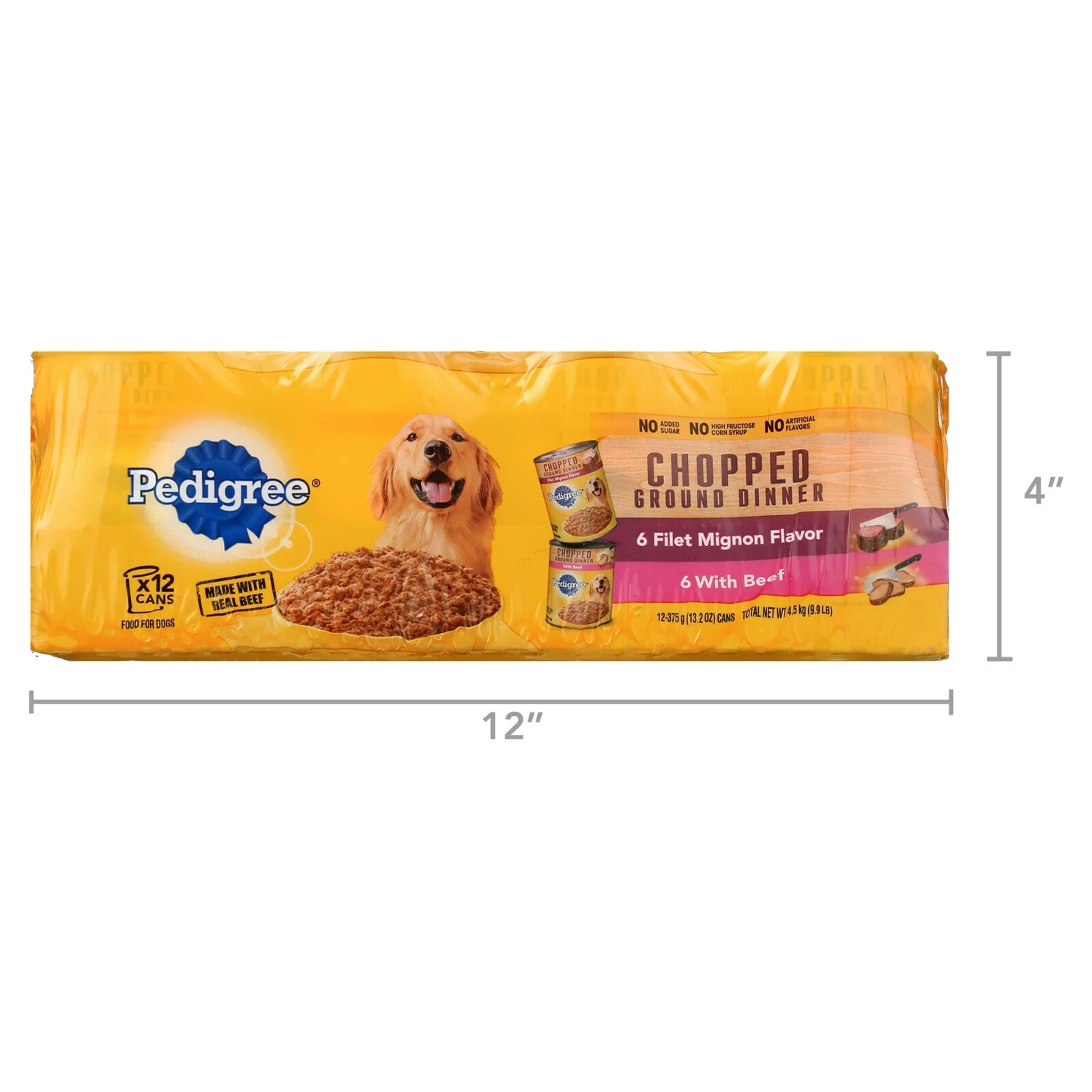 Pedigree Chopped Ground Dinner Wet Dog Food, Filet Mignon Beef 13.2 oz ...
