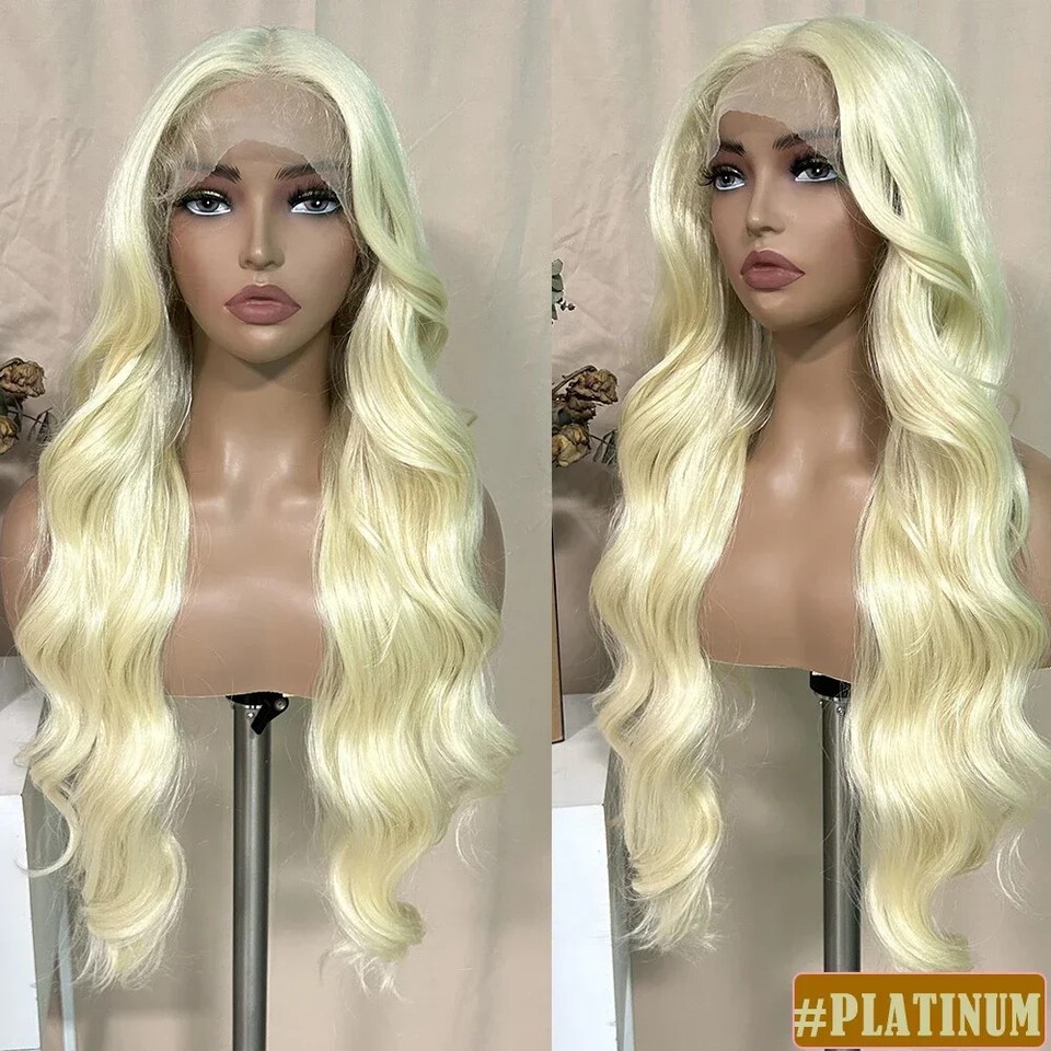 Blonde Synthetic Lace Frontal Wig Body Wave 28 Inch Trendy Middle Part ...