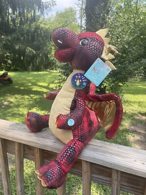 Hug Me Large Stuffed Plush DRAGON Doll Roars Eyes light up Red and Gold ...