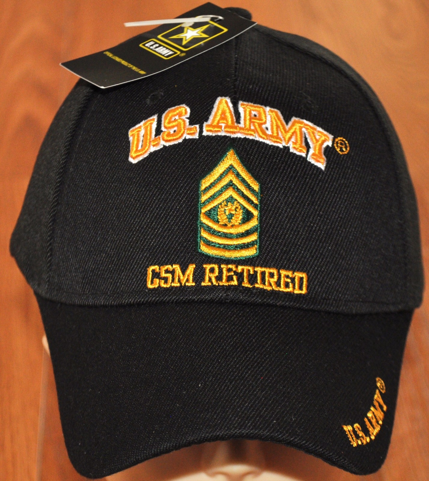 New Black US Army CSM Command Sergeant Major Retired Hat Ball Cap ...
