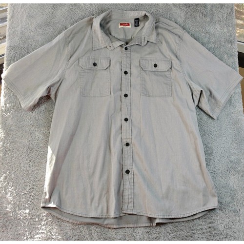 Wrangler Shirt Mens XLarge Gray Short Sleeve Button Up Pockets Flex ...