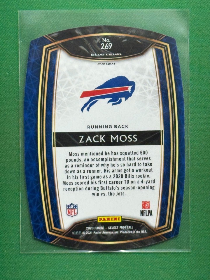 2020 Panini Select Club Level Red Prizm Die Cut Parallel #269 Zack Moss ...