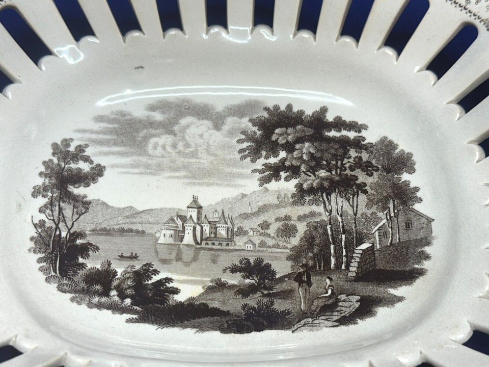 Antique Staffordshire Pottery William Ridgway Italian pattern basket ca ...