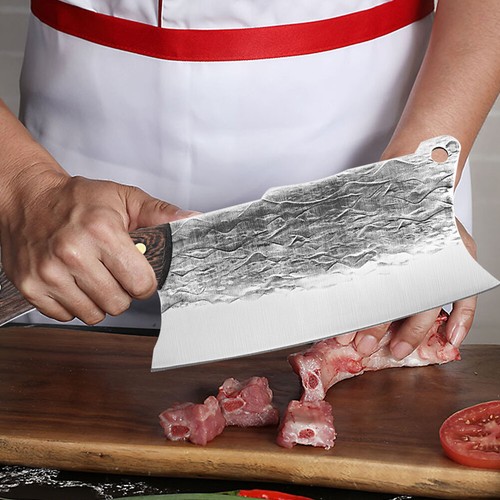 Butcher Knife Handmade Forged Chop Knife Ergonomic Wood Handle Chef's ...